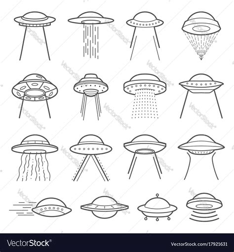 Ufo Logo Elements Mystical Symbol Paranormal Vector Image