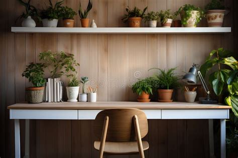 Showcase The Desk In Use During A Productive Work Stock Illustration
