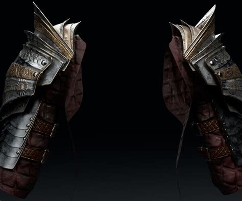 Artstation Female Shoulder Armor Set Midpoly Game Assets