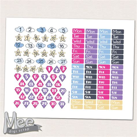 Date Cover Planner Stickers Printablecountdown Planner Etsy Canada