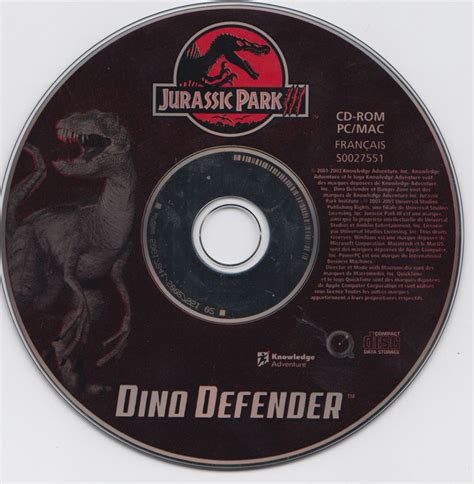 Jurassic Park Iii Dino Defender Cover Or Packaging Material Mobygames