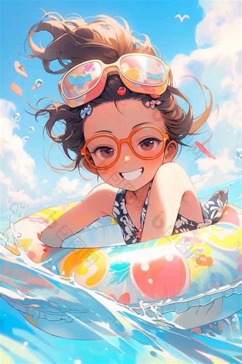夏日缤纷少女色彩缤纷精美插画图片 包图网