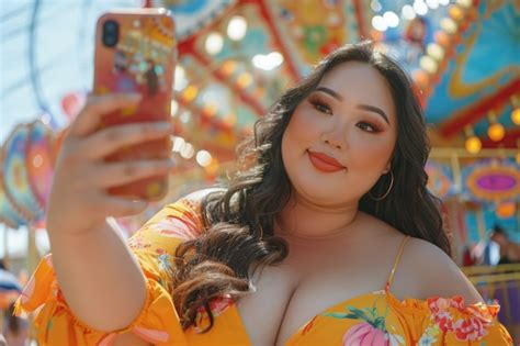 Free Photo Medium Shot Plus Sized Woman Influencer