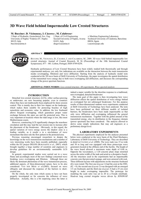 Pdf 3d Wave Field Behind Impermeable Low Crested Structures