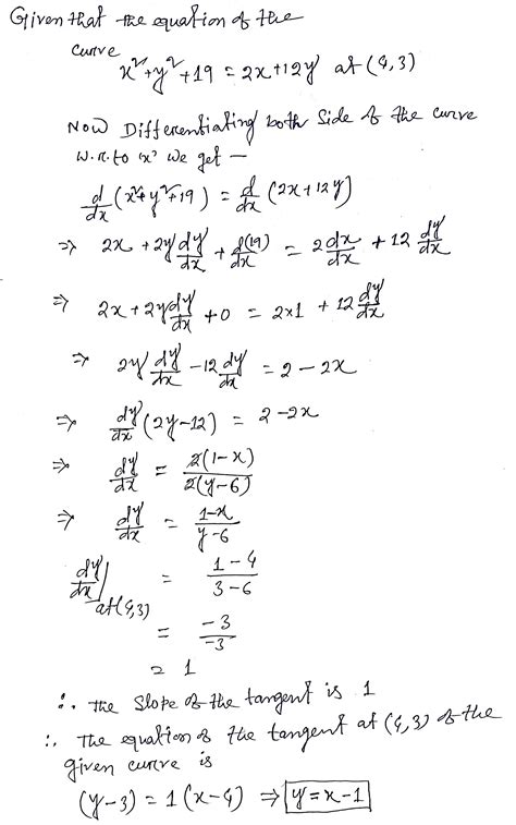 [solved] Find The Equation Of The Tangent Line At The Given Point X