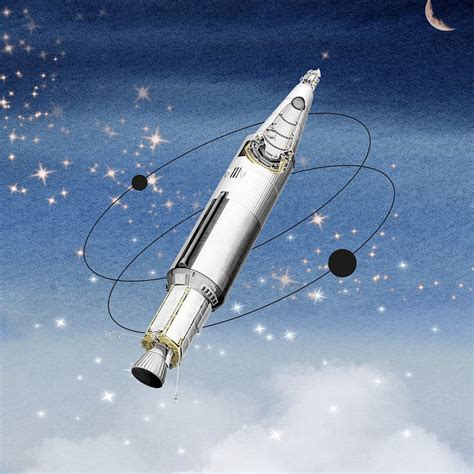 Aesthetic Space Rocket Background Blue Premium Photo Rawpixel