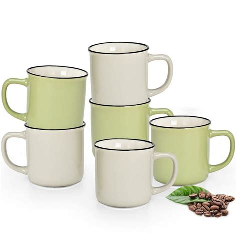 Matches21 Home And Hobby Tasse Kaffeebecher 6er Set Emaille Optik