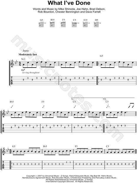 Linkin Park What Ive Done Guitar Tab In G Minor Download And Print