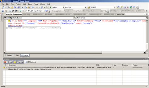 Solving Only Content Controls Are Allowed Directly In A Content Page