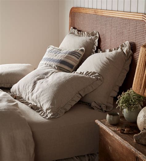 Natural 100 Linen Frill Pillowcase Secret Linen Store