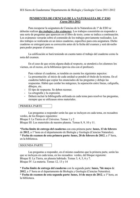 RECUPERACIÓN DE CIENCIAS DE LA NATURALEZA DE 1º ESO