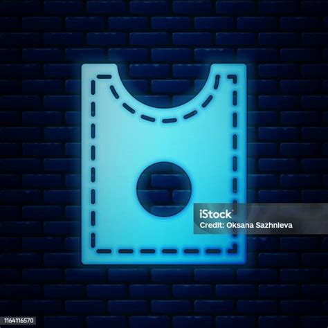 벽돌 벽 배경에 격리 빛나는 네온 바느질 패턴 아이콘입니다 바느질용 표시 벡터 일러스트레이션 개념에 대한 스톡 벡터 아트 및 기타 이미지 Istock