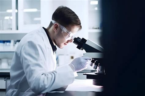 premium ai image male scientist doing biochemical research in