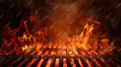 Premium Photo Empty Grill Grate Burning Barbecue Background02