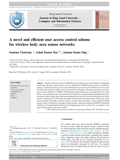 Pdf A Novel And Efficient User Access Control Scheme For Wireless Body Area Sensor Networks