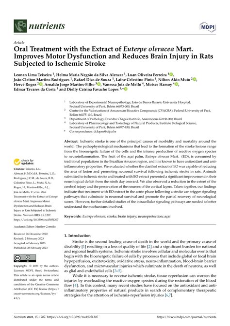 Pdf Oral Treatment With The Extract Of Euterpe Oleracea Mart