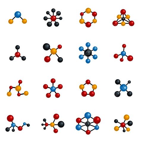 Gambar Set Ikon Kimia Struktur Molekul Struktur Konsep Atom Png Dan