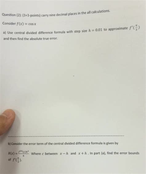 Solved The All Calculations Consider Fx Cosx Size