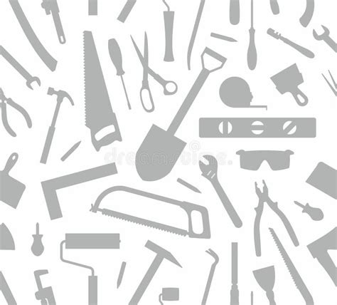 Seamless Pattern Of Tools Silhouette Stock Vector Illustration Of