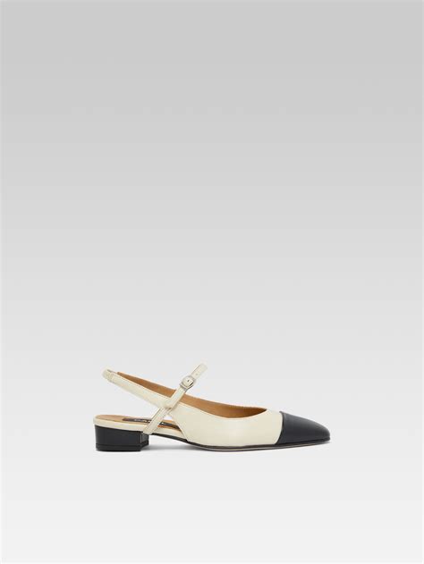 Oceano Slingback Cuir Beige Et Noir Carel Paris