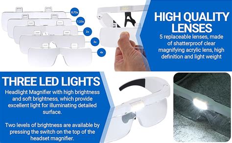 Yoctosun Head Magnifier Glasses With 3 Led Lights And
