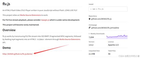 Vue项目 Flvjs封装组件 Flvjs视频demo案例 Csdn博客