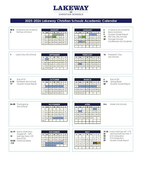 📅 20252026 School Calendar Lakeway Christian Academy Facebook