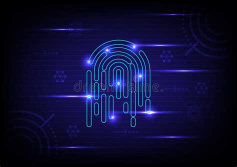 Cyber Security And Cyber Crime Concept Electronic Thumb Fingerprint On