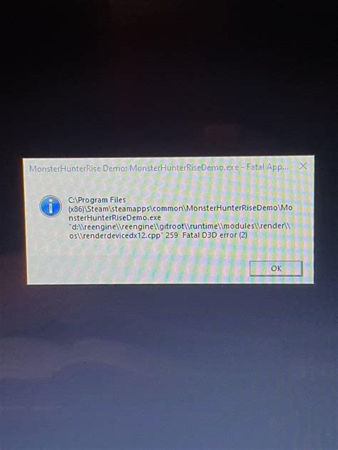 Fatal D3d Error On Rise Demo Hoping For A Fix Rmonsterhunter