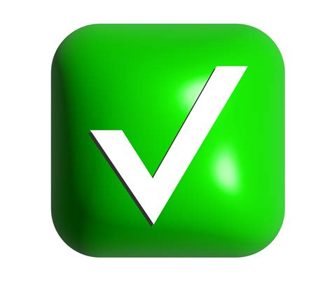 Gradient Bright Green Rounded Square Check Mark Shiny Button 3d