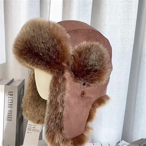 Men Trapper Hat Cap Ski Ushanka Cossack Faux Fur Suede Leather Winter