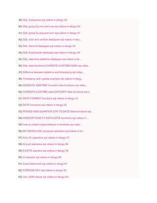 Sql Training Videos In Telugu Vlr Trainin PDF Databases Computer Software And Applications