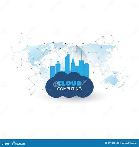 Cloud Computing And Smart City Design Concept Global Digital Network Connections Technology