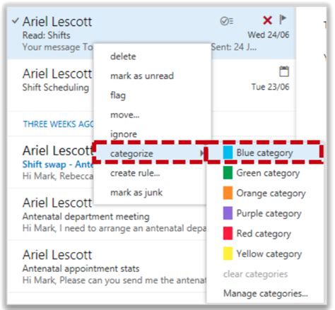 Categorising Emails NHSmail Support