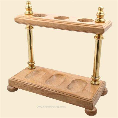 Brass Pillar 3 Pipe Light Camwood Wooden Pipe Rack Ra6471lb