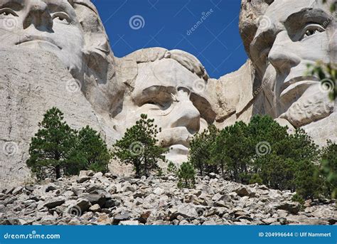 Detail Of Mount Rushmore National Memorial In The Black Hills South