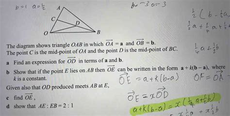 solved the diagram shows triangle oab in which vector oa a and vector ob b the point c is the