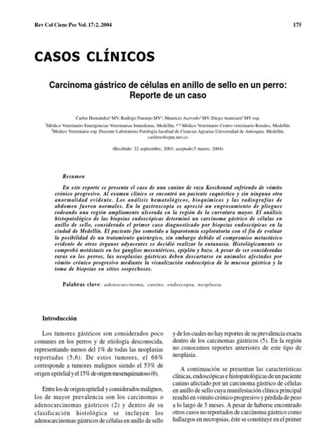 Casos Clínicos Carcinoma Gástrico De Células En Anillo De Sello En Un