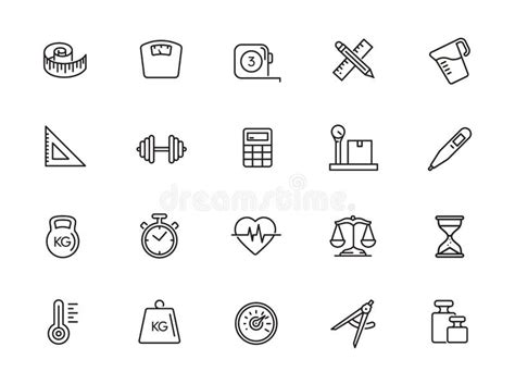 Minimal Measuring Line Icon Set Stock Illustration Illustration Of