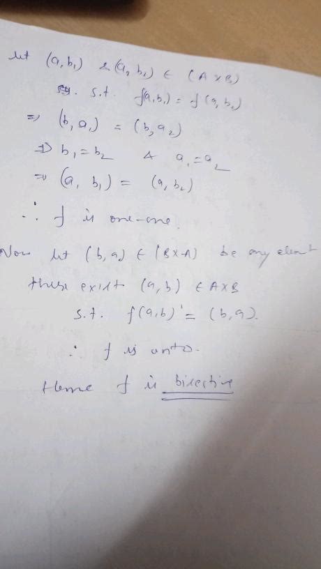 Let A And B Be Sets Show That F A × B → B × A Such That F A B B A