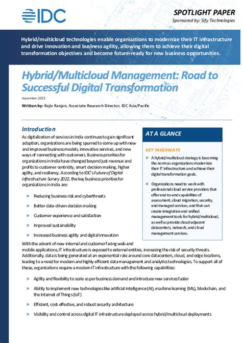 IDC Spotlight Paper I Hybrid Multicloud Management Road To Successful