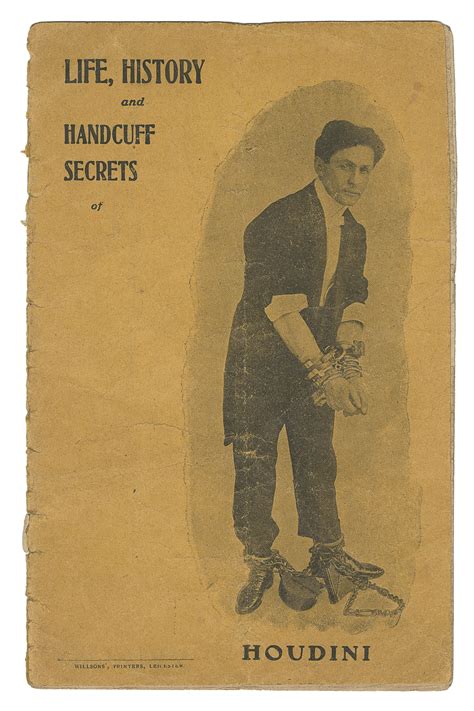 Lot Detail Houdini Harry Erik Weisz 1874 1926 Life History And