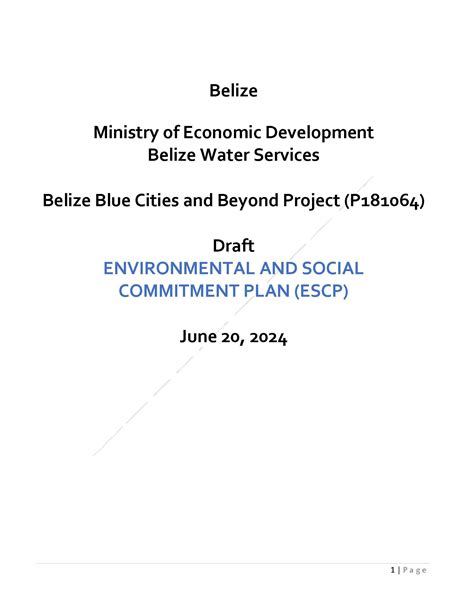 Environment And Social Commitment Plan Ministry Of Economic Development