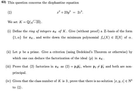 Solved 3 This Question Concerns The Diophantine Equation