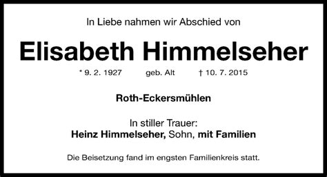 Traueranzeigen Von Elisabeth Himmelseher Trauer Nn De