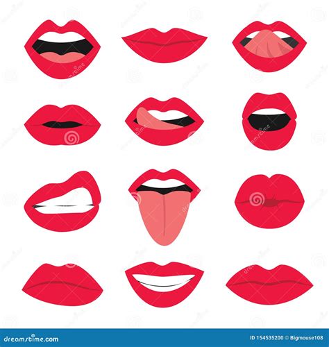 Cartoon Woman Mouth Icon Set Vector Stock Vector Illustration Of