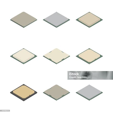 Set Of Different Processors In 3d Vector Illustration Stock