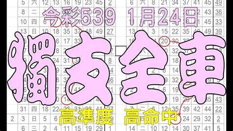 【神算539】1月24日 上期中27 35 今彩539 獨支全車 Youtube