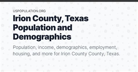 Irion County Texas Population Income Demographics Employment Housing