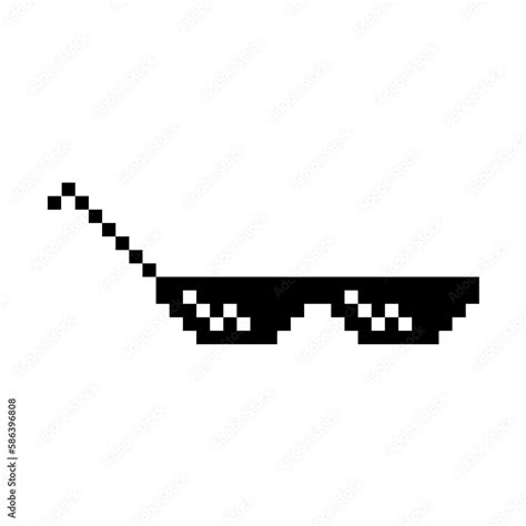 Funny Pixelated Sunglasses Simple Linear Illustration Of 8 Bit Black